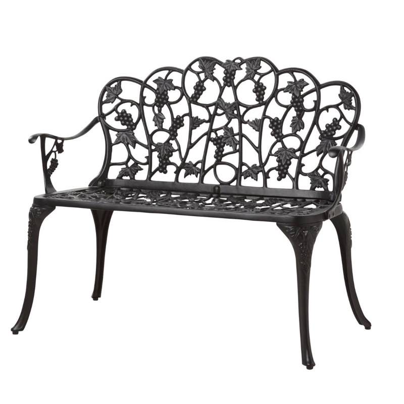 Grapevine Garden Bench in Powder-Coated Aluminum - Black