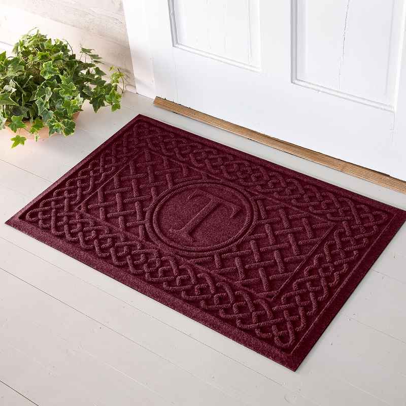 Waterhog Cable Weave Doormat with Single Initial, 2' x 3' - Bordeaux