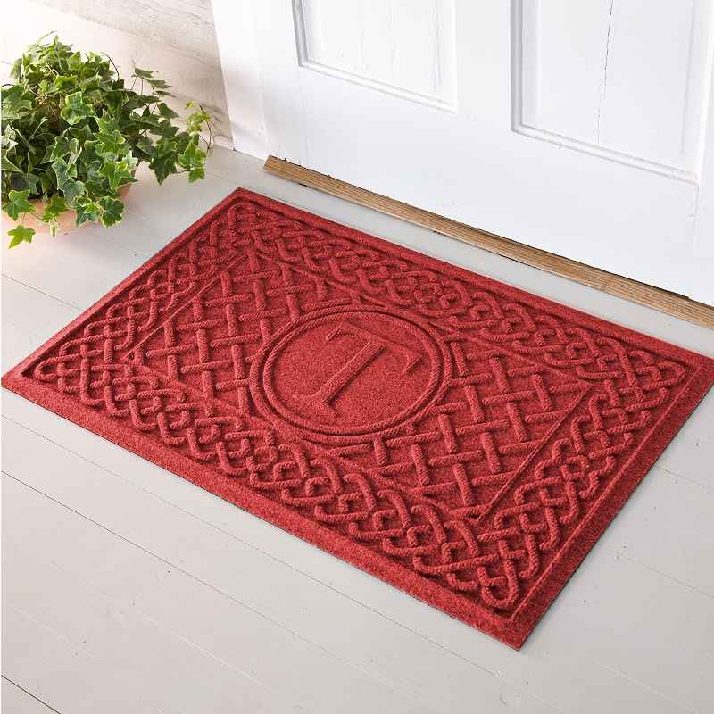 Waterhog Cable Weave Doormat with Single Initial, 2' x 3' - Red