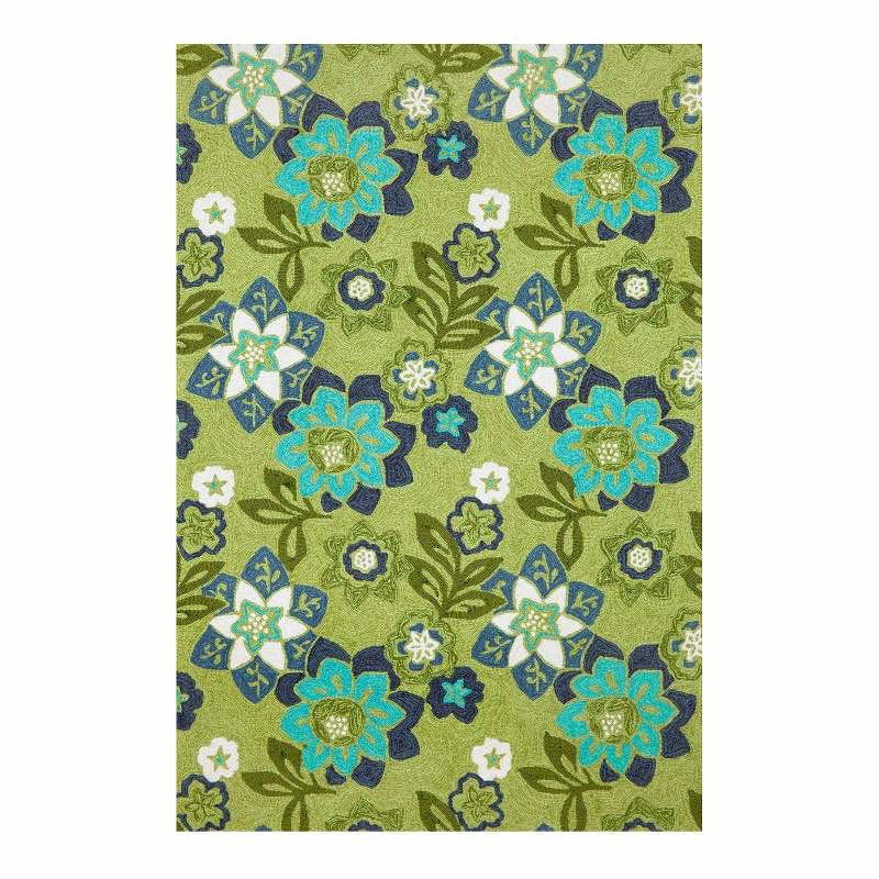 Blue and Green Floral Accent Rug, 42"W x 66"L - Green