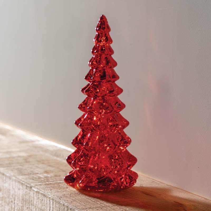 Micro LED Lighted Red Glass Tree - Large